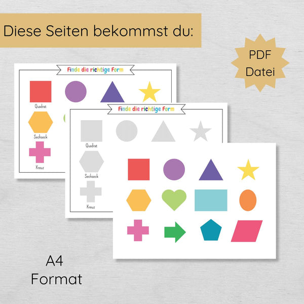 Formen zuordnen Lernspiel für Kinder – LittleLinchen