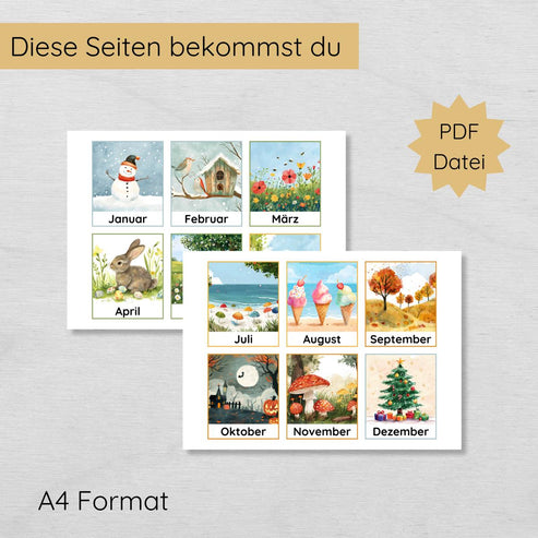 Monate des Jahres Bildkarten-Set für Kinder – LittleLinchen