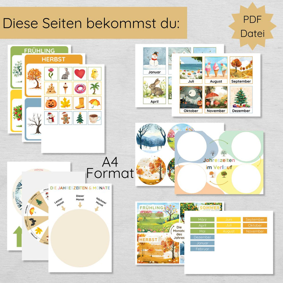 Jahreszeiten Bundle für Kinder: Jahreszeiten & Monate kennenlernen ...