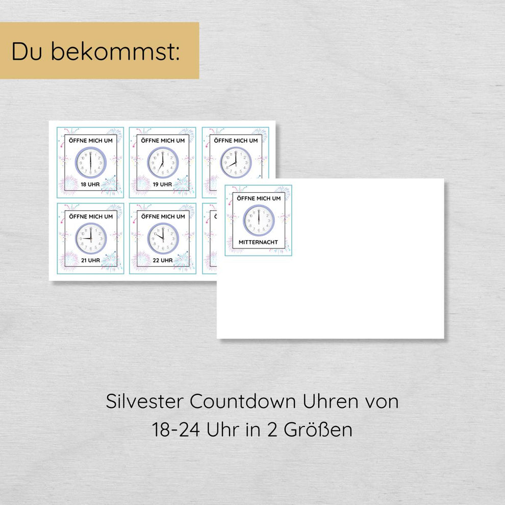 Silvester Countdown Tüten Set für Kinder mit 11 Beschäftigungsideen, C ...