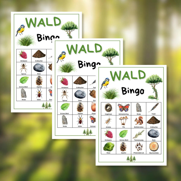 Wald Bingo für Kinder zum Ausdrucken – LittleLinchen