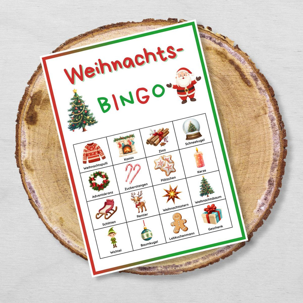 Weihnachtsbingo für Kinder Spielvorlage zum Drucken – LittleLinchen